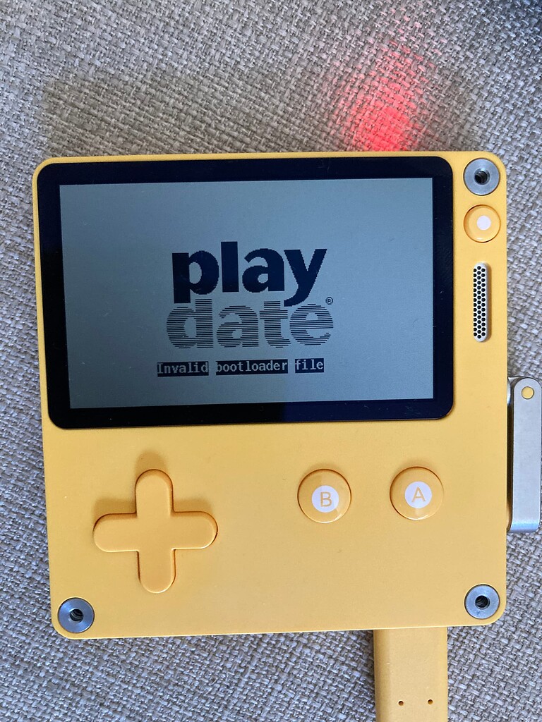 Won't boot after system update "invalid bootloader file" - Playdate Developer Forum
